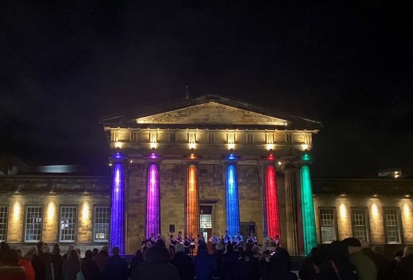 School's Iconic Pillars Now Illuminated - High School of Dundee
