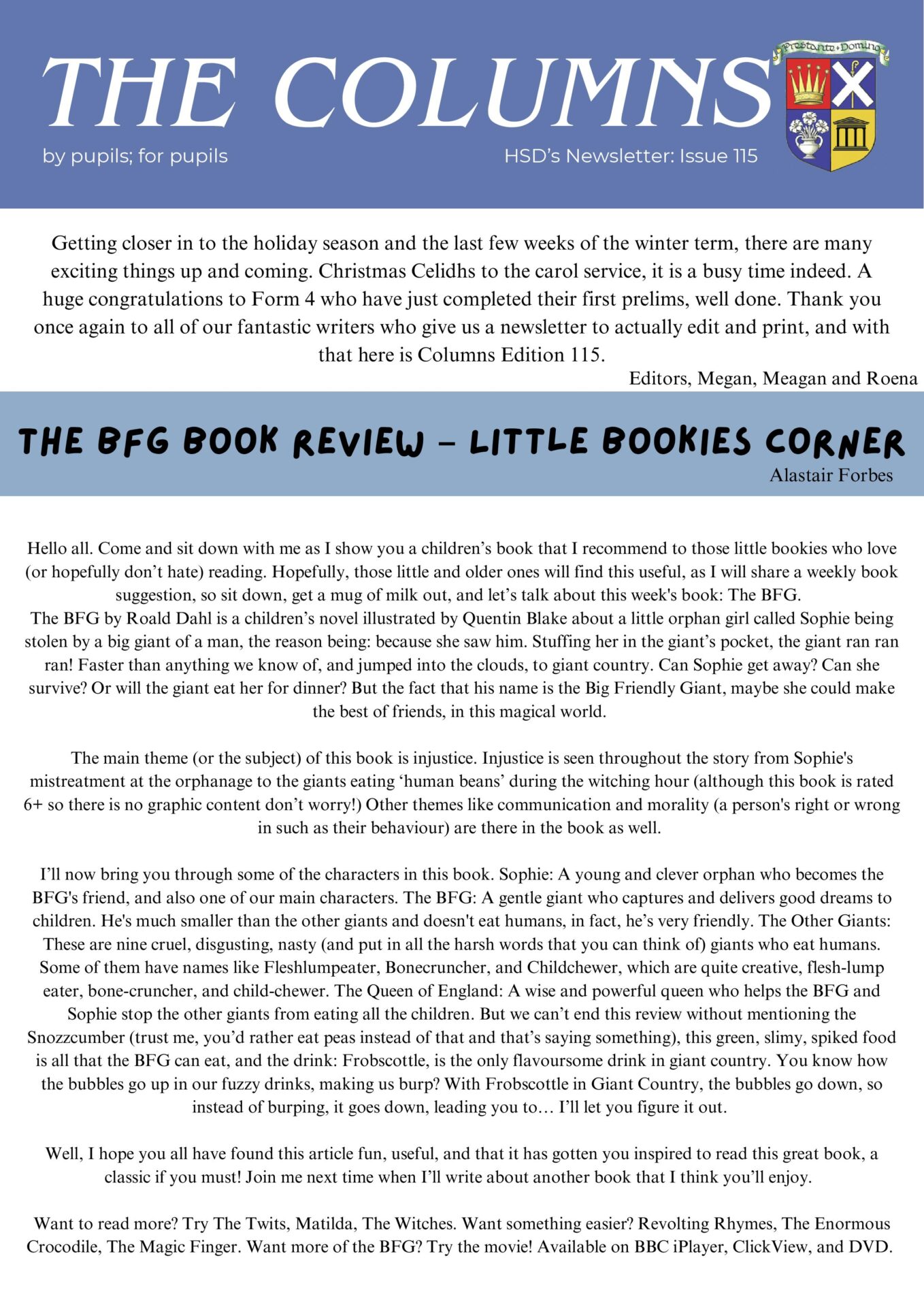 The Columns 29th November 2024 - High School of Dundee